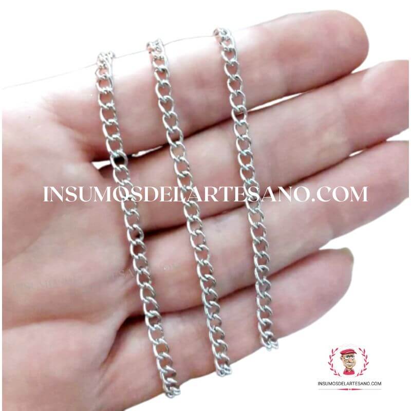 CADENA METAL PLANA GROUMET PEQUEÑA (X METRO) BAÑO NIQUEL (-10 % DESC ...